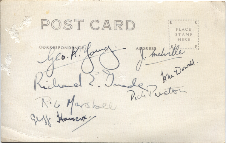 Postcard of Geoffrey Hancox and his friends - ArchivesWiki