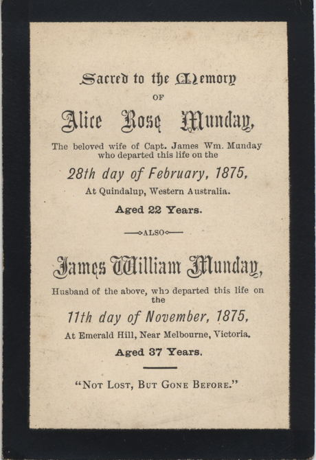 Alice and James Munday memorial card - ArchivesWiki