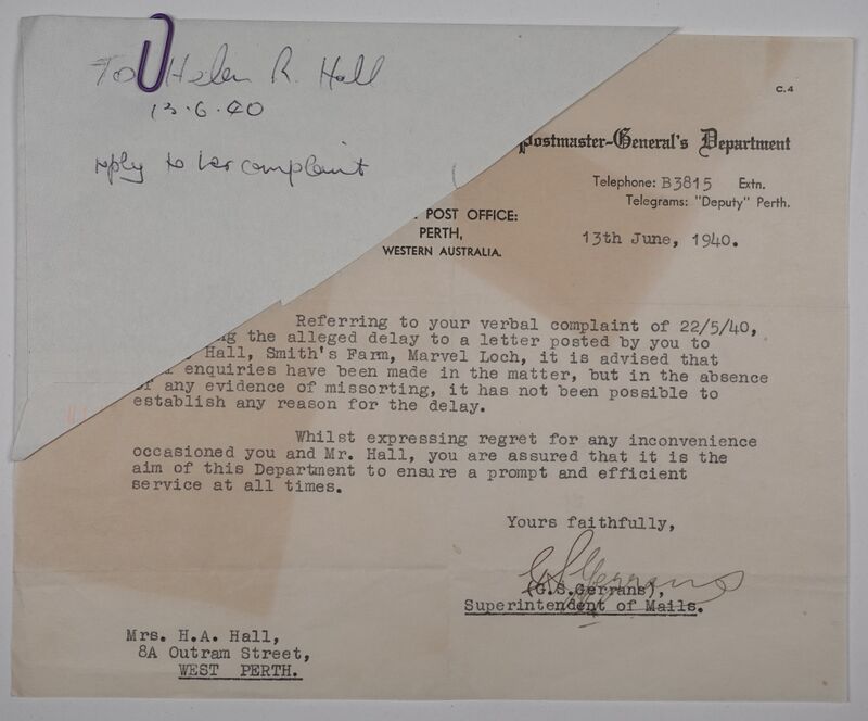 1940-06-13 GPO to Helen Hall - ArchivesWiki